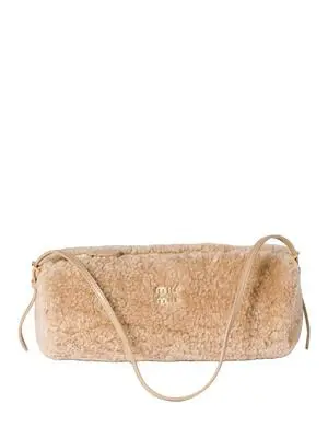 Miu Miu Shearling Pouch - Sand Beige