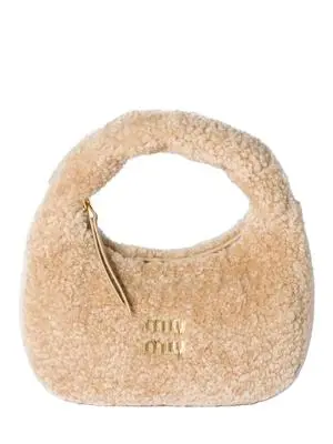 Miu Miu Wander Shearling Bag - Sand Beige