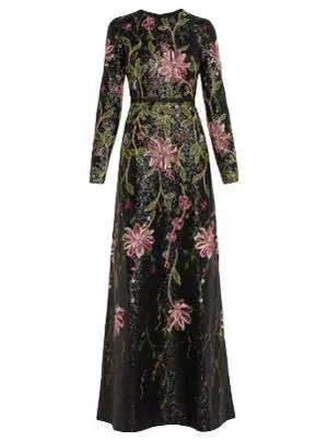 Giambattista Valli Floral Sequined A-line Gown - M097 Black