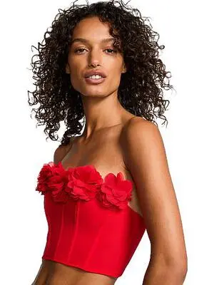 Victoria's Secret Dream Angels Roses Strapless Corset Top - Red