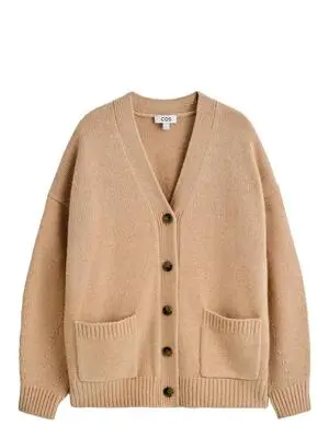 Cos Oversized Merino Wool Cardigan - Beige
