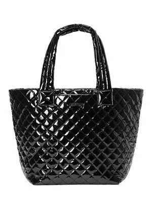 Mz Wallace Medium Metro Tote Deluxe - Black Lacquer Oxford/matte Black