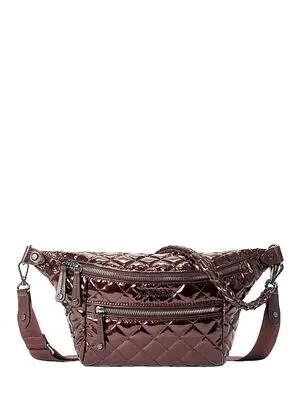 Mz Wallace Small Crosby Quilted Sling Bag - Bordeaux Lacquer/light Gold