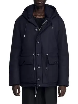 Sandro Padded Parka - Navy Blue