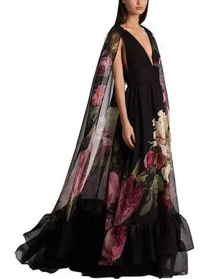 Alice + Olivia Roya Cape Gown - Be Still