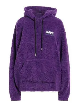 Gcds Sherpa Fleece Logo Hoodie - Purple