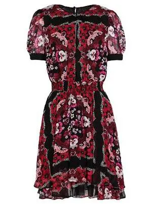 Pinko Crepe Floral-print Mini Dress - Black