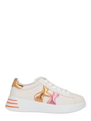 Hogan Soft Leather Sneakers With Multicolor H Logo - Ivory