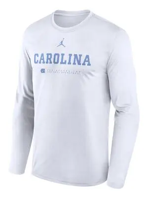 JORDAN North Carolina Courtside Basketball Shootaround Legend Dri-fit College Long-sleeve T-shirt - White