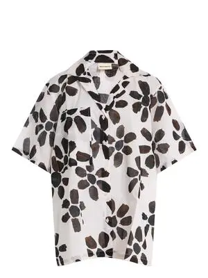 ZULU & ZEPHYR Floral Cotton Camp-collar Shirt - Brown