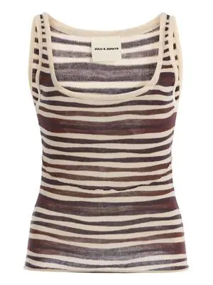 ZULU & ZEPHYR Striped Knit Tank Top - Brown