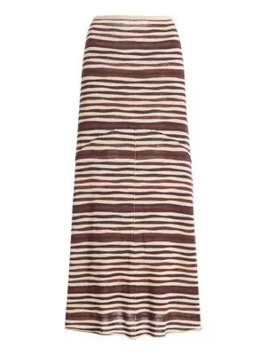 ZULU & ZEPHYR Striped Knit Midi Skirt - Brown