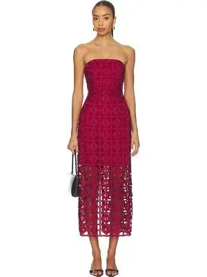 MILLY Katie Tile Lace Dress - Burgundy