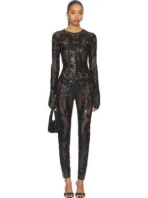 Norma Kamali Long Sleeve Crew Neck Catsuit - Black