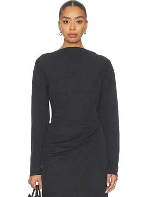 Vince Draped Slash Neck Top - Dark Heather Grey