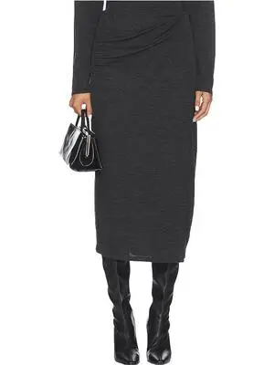 Vince Waist Draped Midi Skirt - Dark Heather Grey