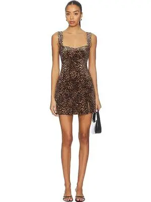 Good American Velvet Mini Dress - Mini Lucky Leopard