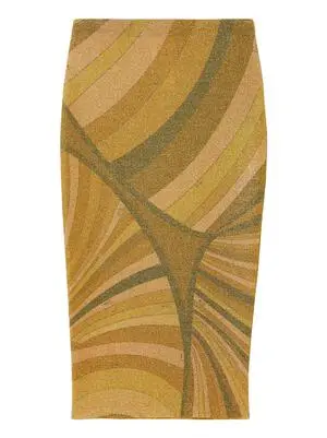 Emilio Pucci Printed Metallic Jersey Midi Skirt - Gold