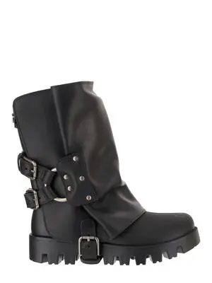 Dolce & Gabbana Rubber And Leather Ankle Boots - Black