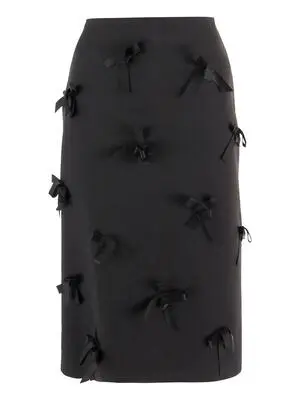JIL SANDER Satin Skirt With Embroidered Bows - Black