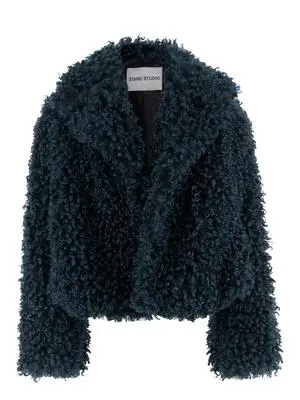 STAND STUDIO Samara Furry Jacket - Verde Petrolio
