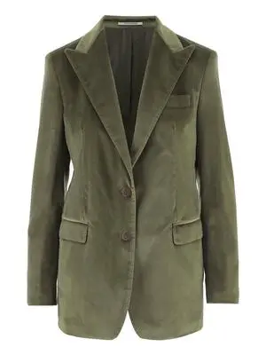 Tagliatore Single-breasted Stretch Cotton Velvet Jacket - Green