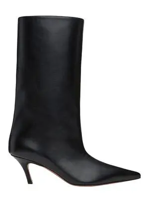 Amina Muaddi Fiona Nappa Leather Boots - Black