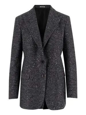 Tagliatore Single-breasted Jacket In Wool And Viscose Blend - Black