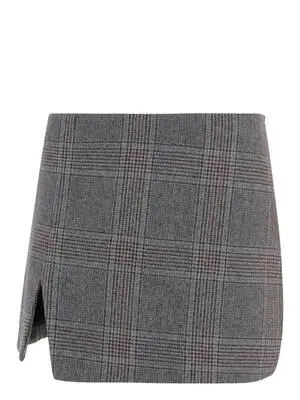 THE GARMENT Wool Blend Check Pattern Skirt - Grey