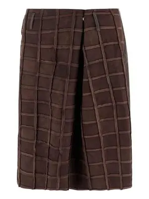 NICCOLO PASQUALETTI Lambskin Leather Textured Skirt - Brown