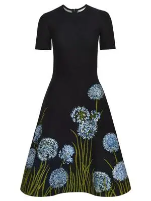 Oscar De La Renta Allium Jacquard Midi Dress - Blue