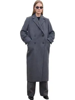 HOUSE OF DAGMAR Double Breasted Coat - Grey