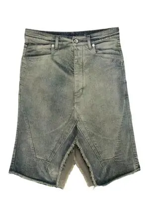 Rick Owens Slivered Denim Skirt - Blue
