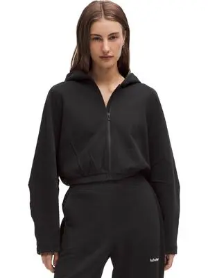 Lululemon Loungeful Relaxed-fit Full-zip Cropped Hoodie - Black