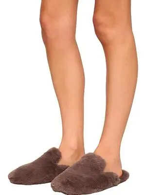 Eberjey Plush Slide Slippers - Taupe