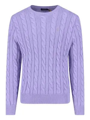 Polo Ralph Lauren Braided Cotton Sweater - Purple