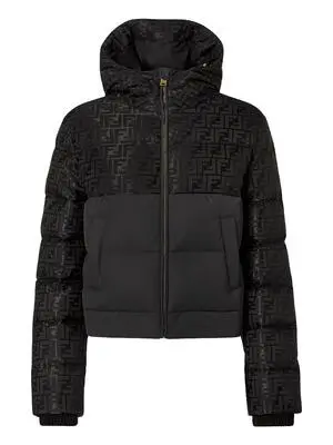 Fendi Ff Jacquard Insert Down Jacket - Black