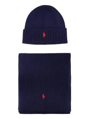 Polo Ralph Lauren Wool Scarf And Hat Set - Blue