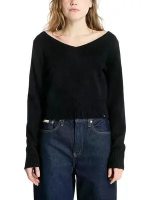 Calvin Klein V-neck Long Sleeve Sweater - Black