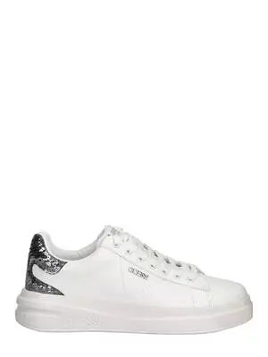 Guess Elbina Leather Sequin-heel Sneakers - White