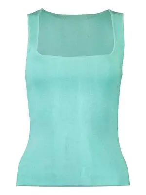Le Superbe Square-neck Ribbed Tank Top - Blue