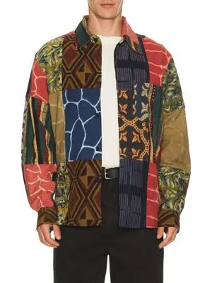 KARDO Kardo Luis Oversized Long Sleeve Shirt In Brown Patchwork 08 Multi
