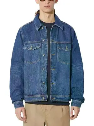 Wood Wood Buttoned Denim Jacket Blue