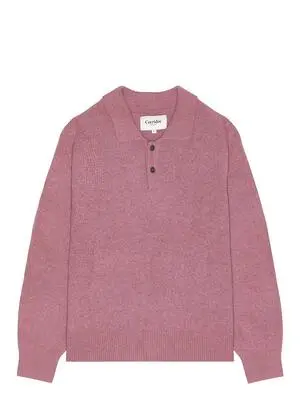 CORRIDOR Brushed Alpaca Polo In Mauve - Plum
