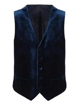 Giorgio Armani Single-breasted Velvet And Lurex Waistcoat - Red