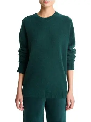Vince Plush Cashmere Crew Neck Sweater - Green / Floral