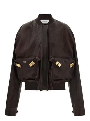 FERRAGAMO Leather Bomber Jacket - Brown