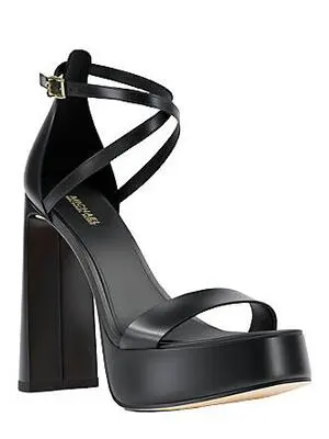 Michael Kors Cami Leather Platform Sandal - Black