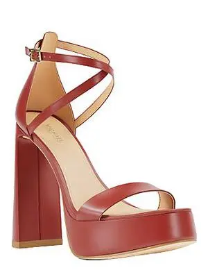 Michael Kors Cami Leather Platform Sandal - Red