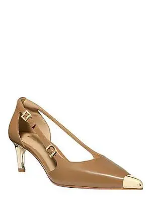 Michael Kors Kasia Leather Kitten Pumps - Natural